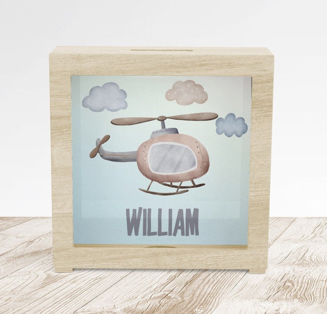Personalized Helicopter Piggy Bank, Baby Boy Nursery Decor - Etsy