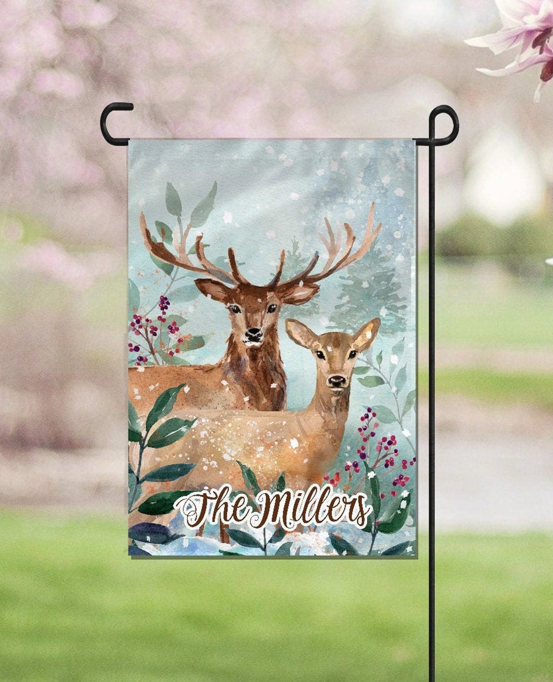 Deer Flag Deer Garden Flag Wedding Gift Personalized Wedding Gift ...