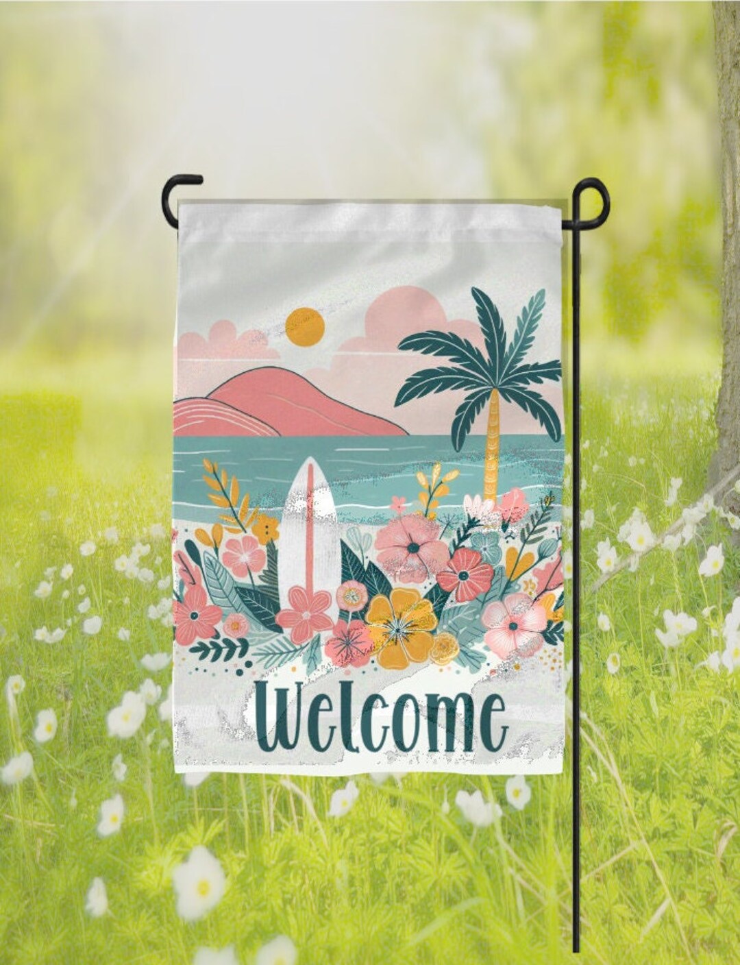 Beach Flag Personalized Garden Flag Surfboard Flag Welcome Flag Wedding ...