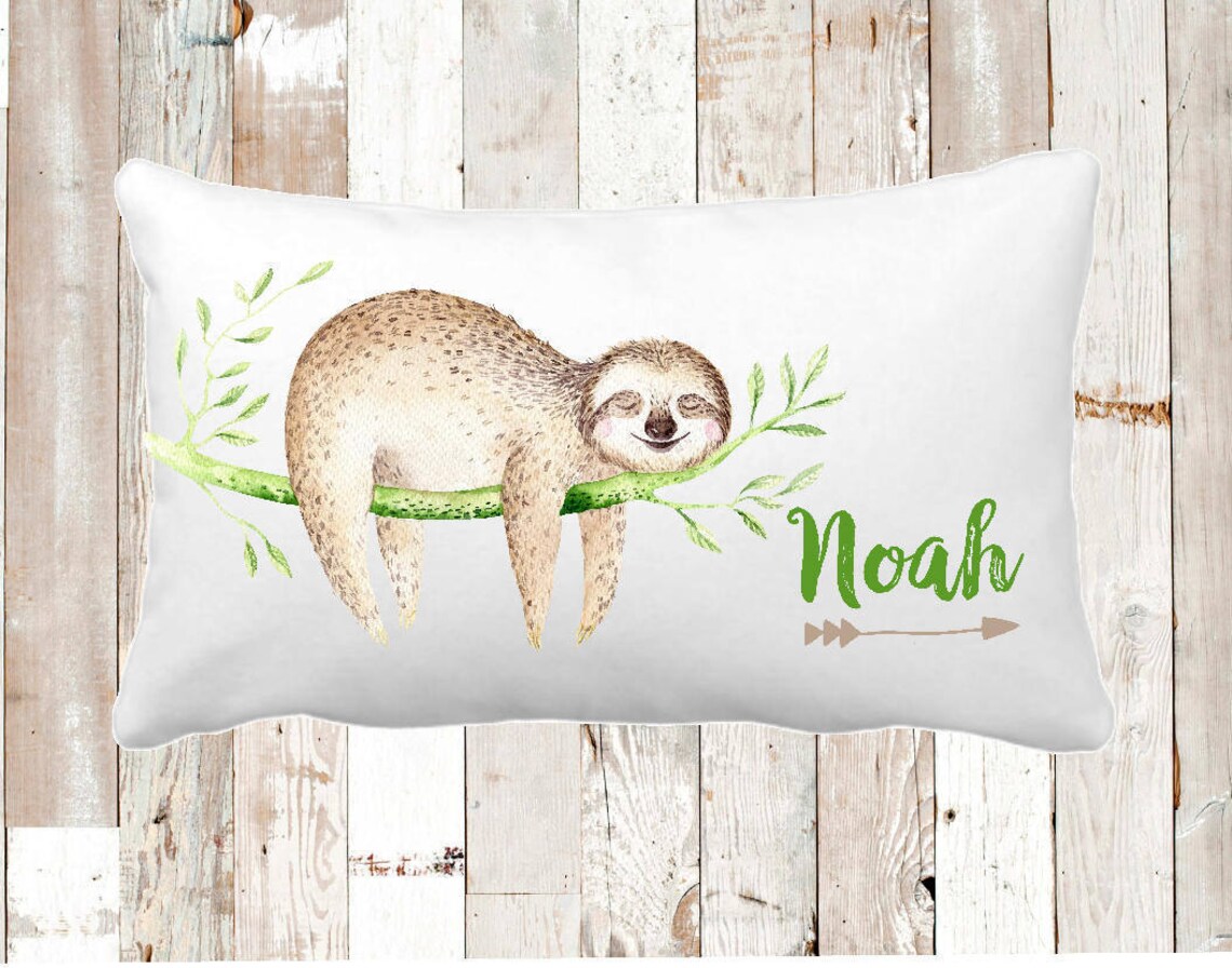 Sloth Pillow Baby Sloth Pillow Watercolor Sloth | Etsy