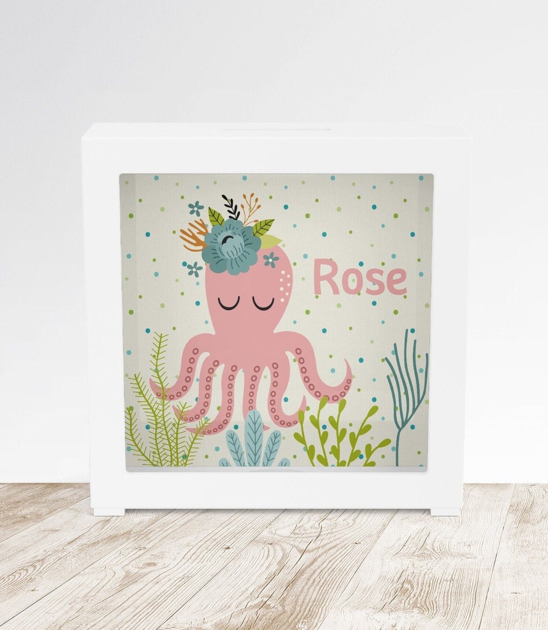 Octopus Bank, Personalized Octopus Bank, Baby Girl Gift, Girls Octopus ...