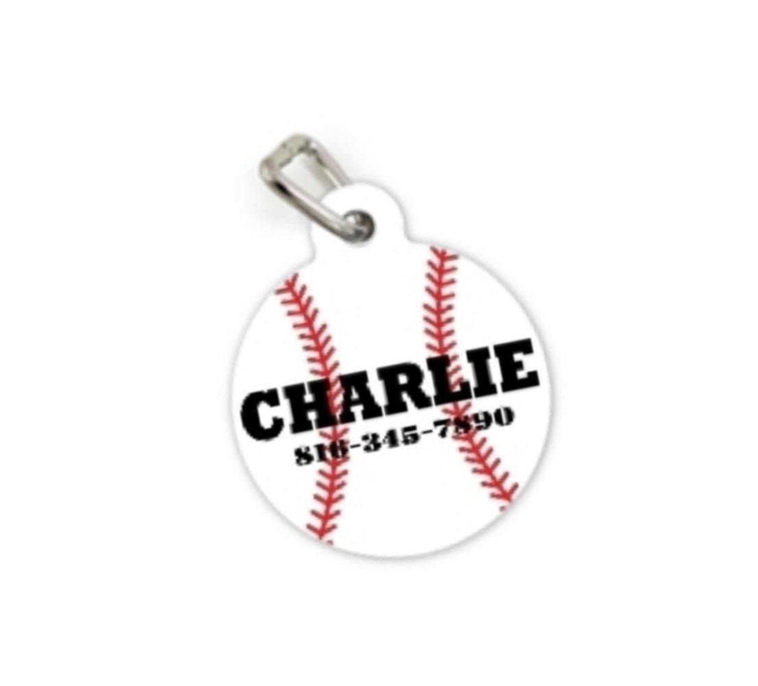 Personalized Round Baseball Pet Tag Baseball Pet Tag Pet Tag | Etsy