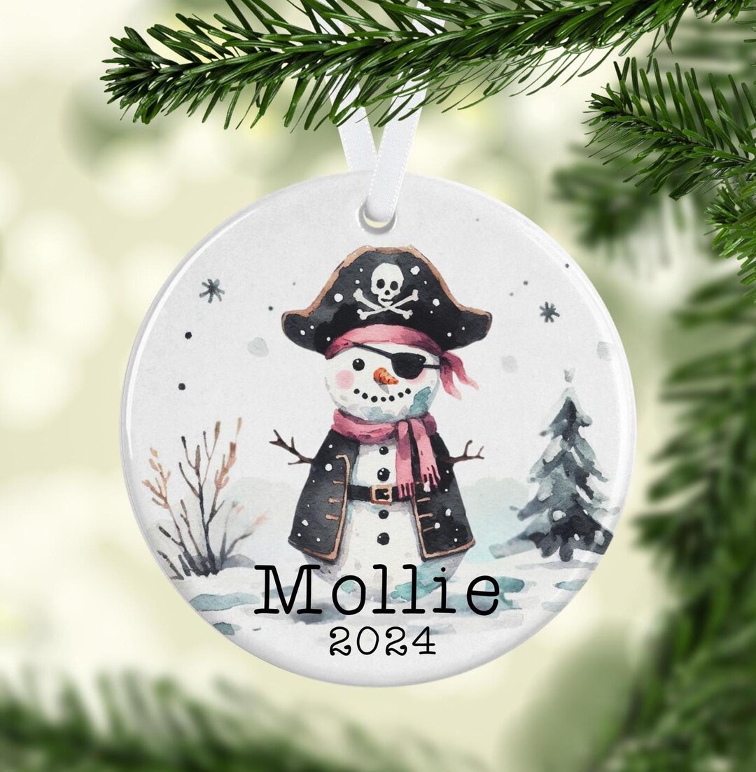Personalized Pirate Snowman Ornament, Custom Christmas Gift. Halloween ...