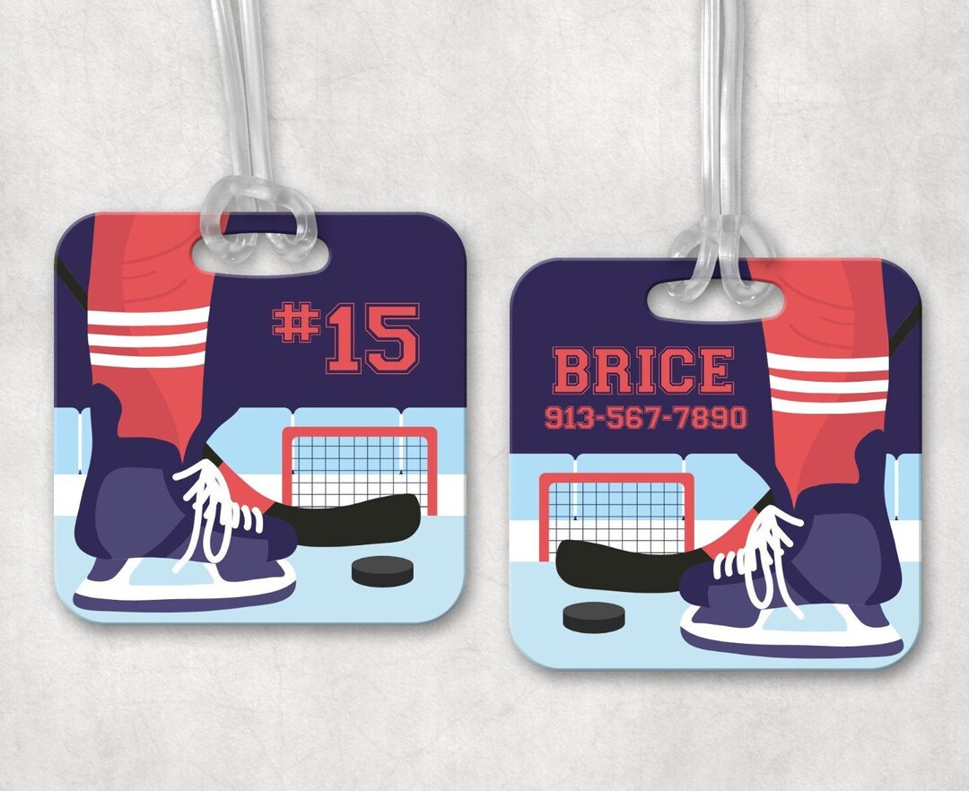 Hockey Boys Hockey Bag Tag Personalized Hockey Luggage Tag Hockey Tag ...
