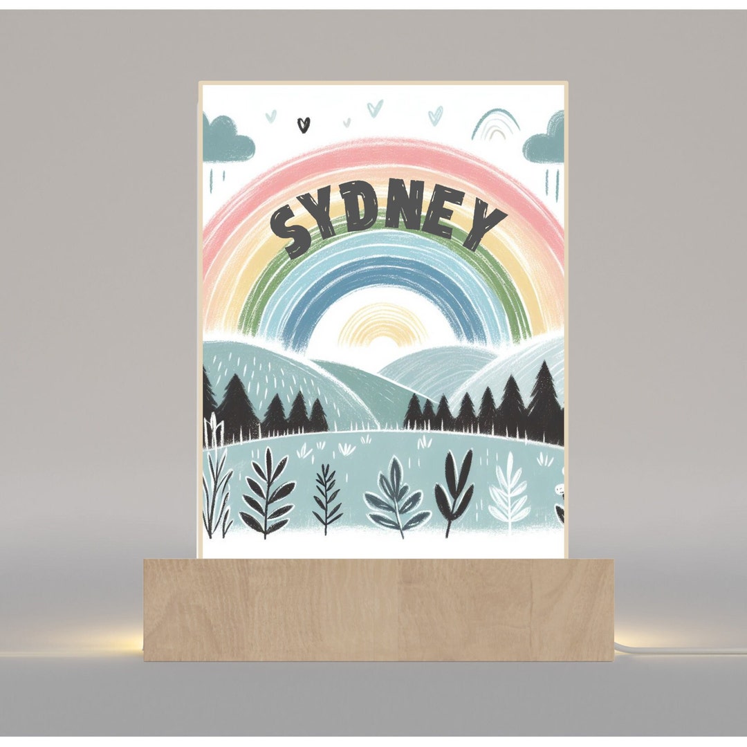 Rainbow Sign Rainbow Night Light Personalized Night Light Rainbow Gift ...