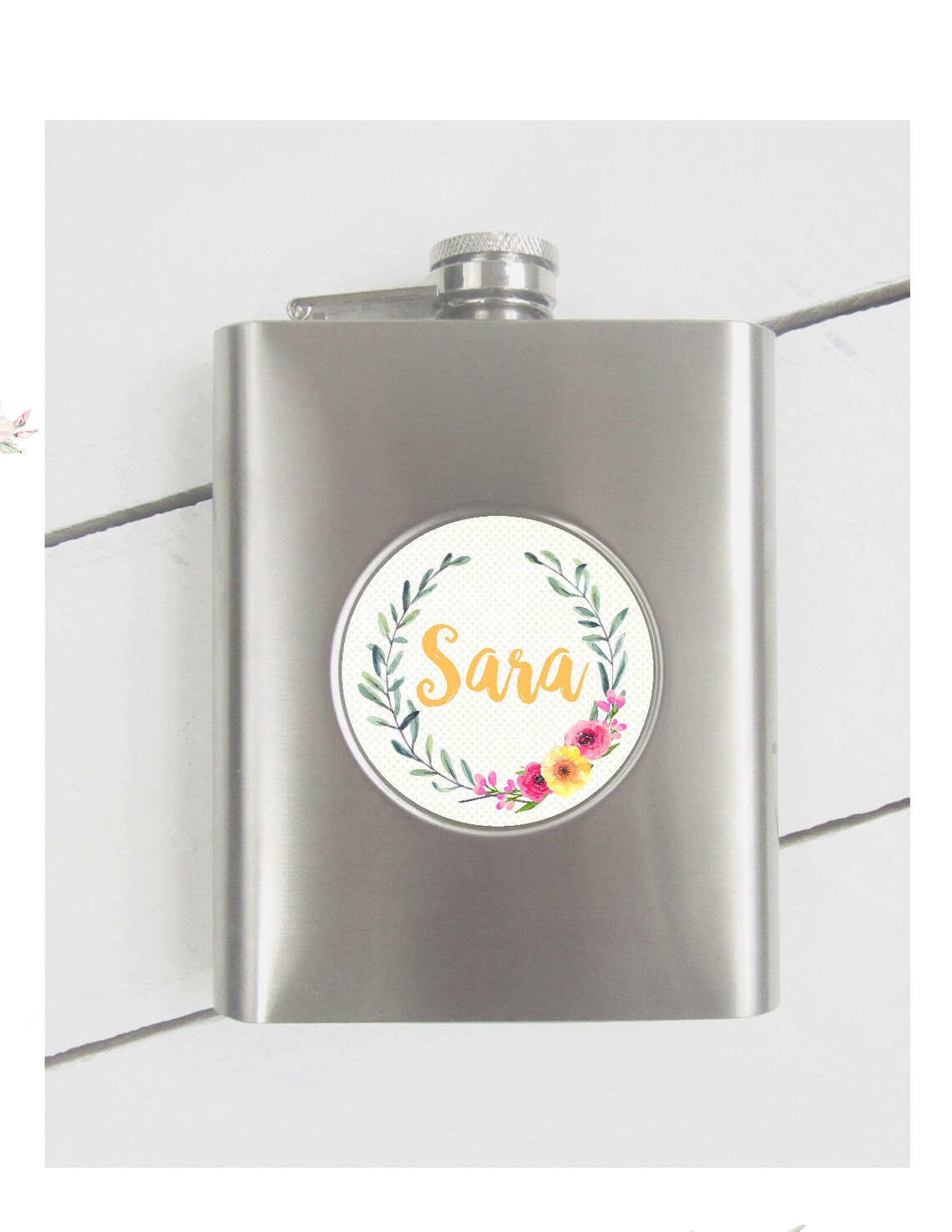 Womans Flask Flower Flask Personalized Flask Personalized - Etsy