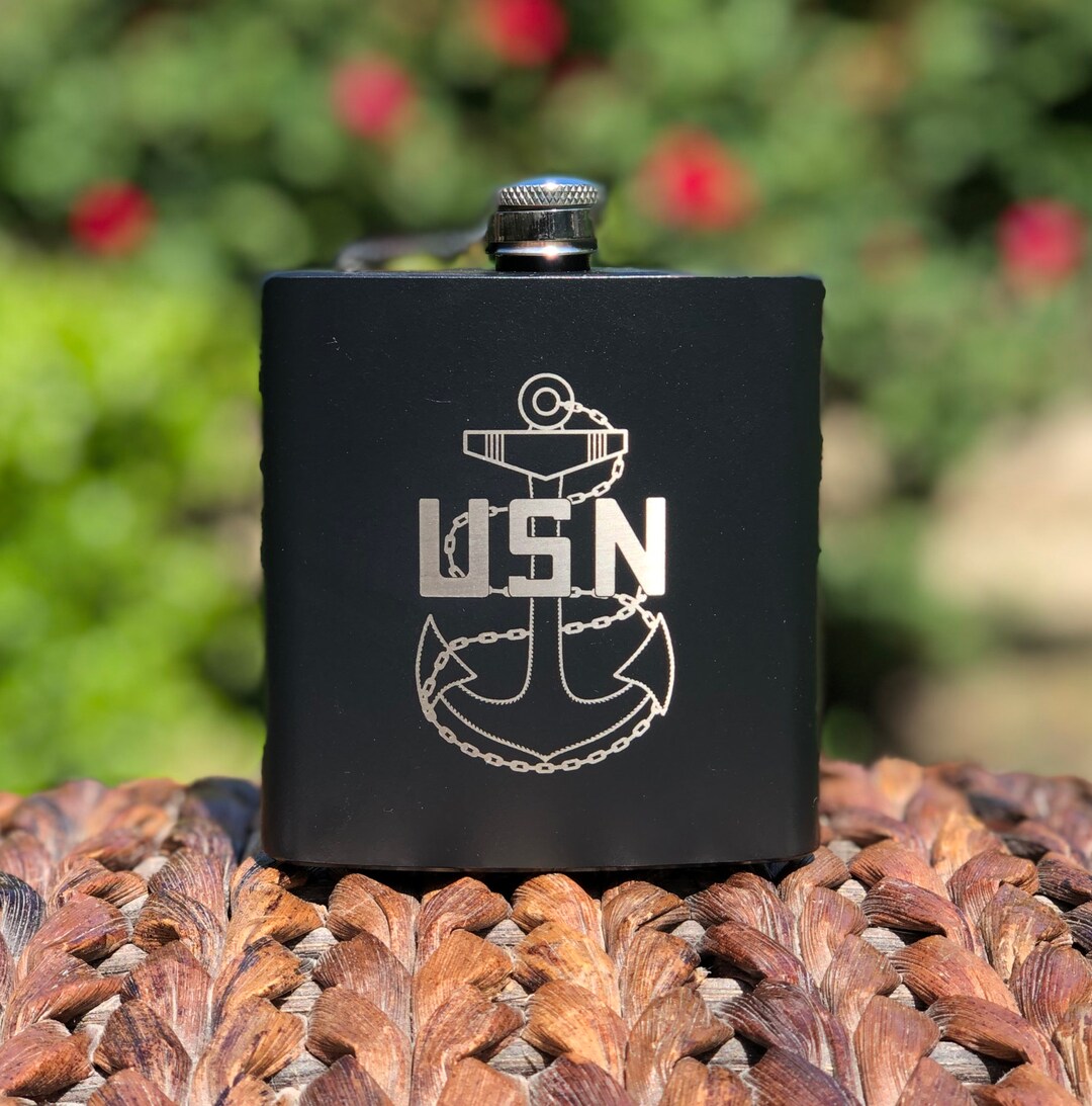 Navy Chief Black 6 Oz Flask - Etsy