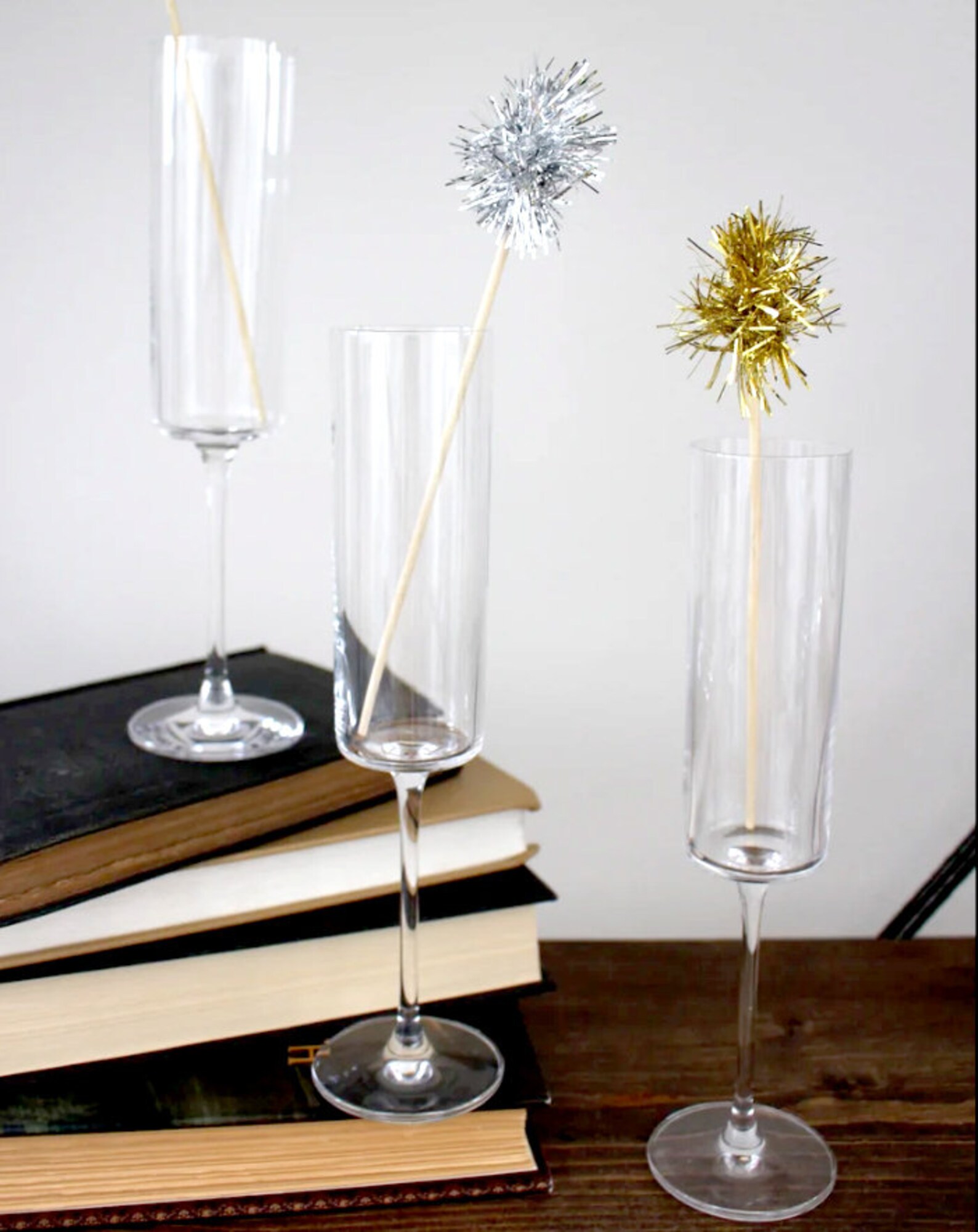 100 Tinsel Stir Sticks | Gold Silver Blush Black Sparkle Champagne ...