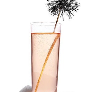 12 Tinsel Drink Stirrers Champagne Swizzle Sticks Gold Black Silver ...