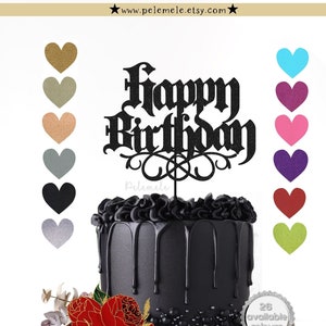 Gothic Happy Birthday Cake Topper Goth Birthday Cake Topper - Etsy