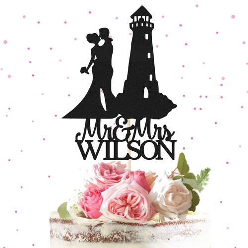 Lighthouse Personalized Wedding Cake Topper | Etsy