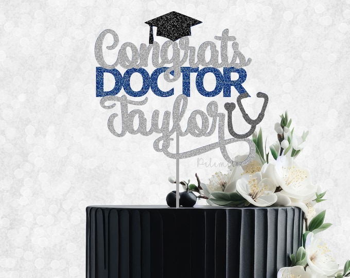 Custom Doctor Graduation Cake Topper - Doctor Name Cake Topper ...