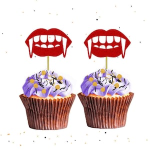 Glitter Vampire Cupcake Toppers - Halloween Cupcake Toppers, Halloween ...