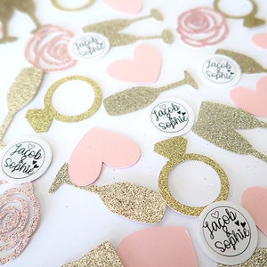 Custom Name Engagement Confetti - Rose Engagement Party, Glitter Ring ...