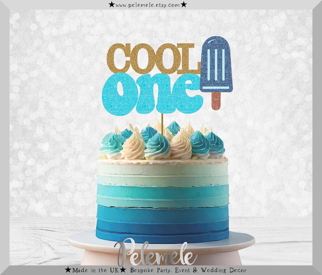 Glitter Custom Popsicle Cool ONE Cake Topper - Beach Birthday Theme ...