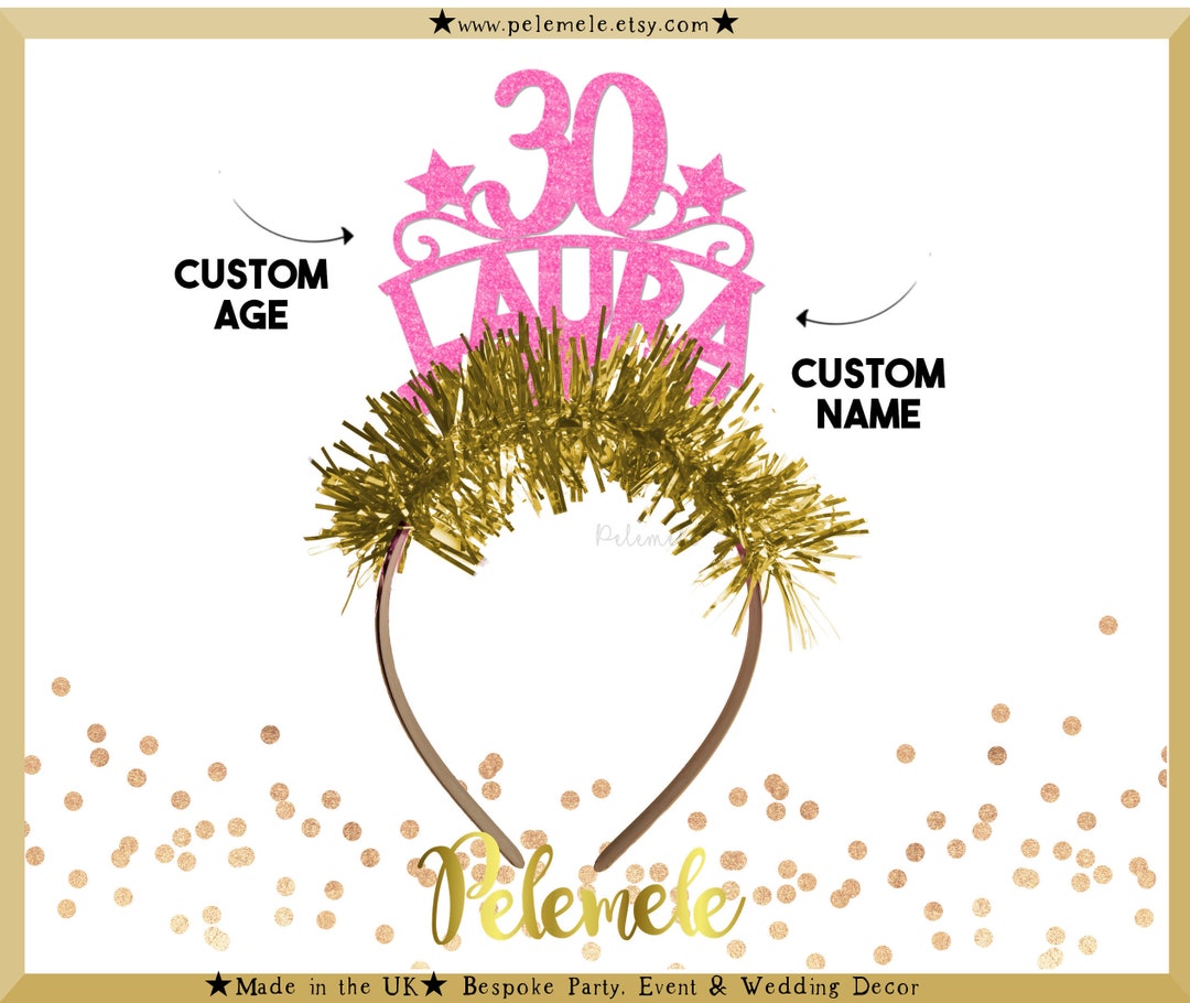 Custom Name Age Birthday Headband - Custom Party Headband, Party Crown ...
