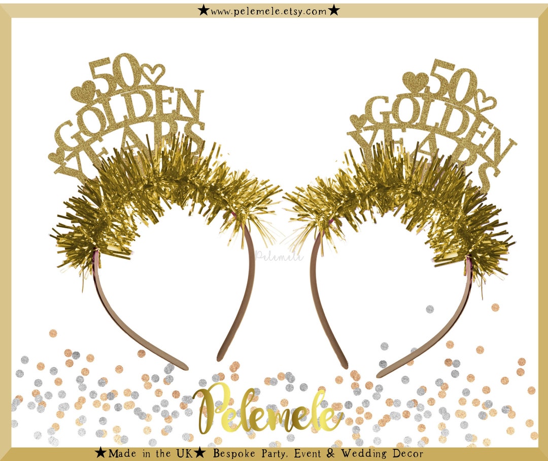 Glitter 50th Anniversary Headband - 50 Golden Years Headband ...