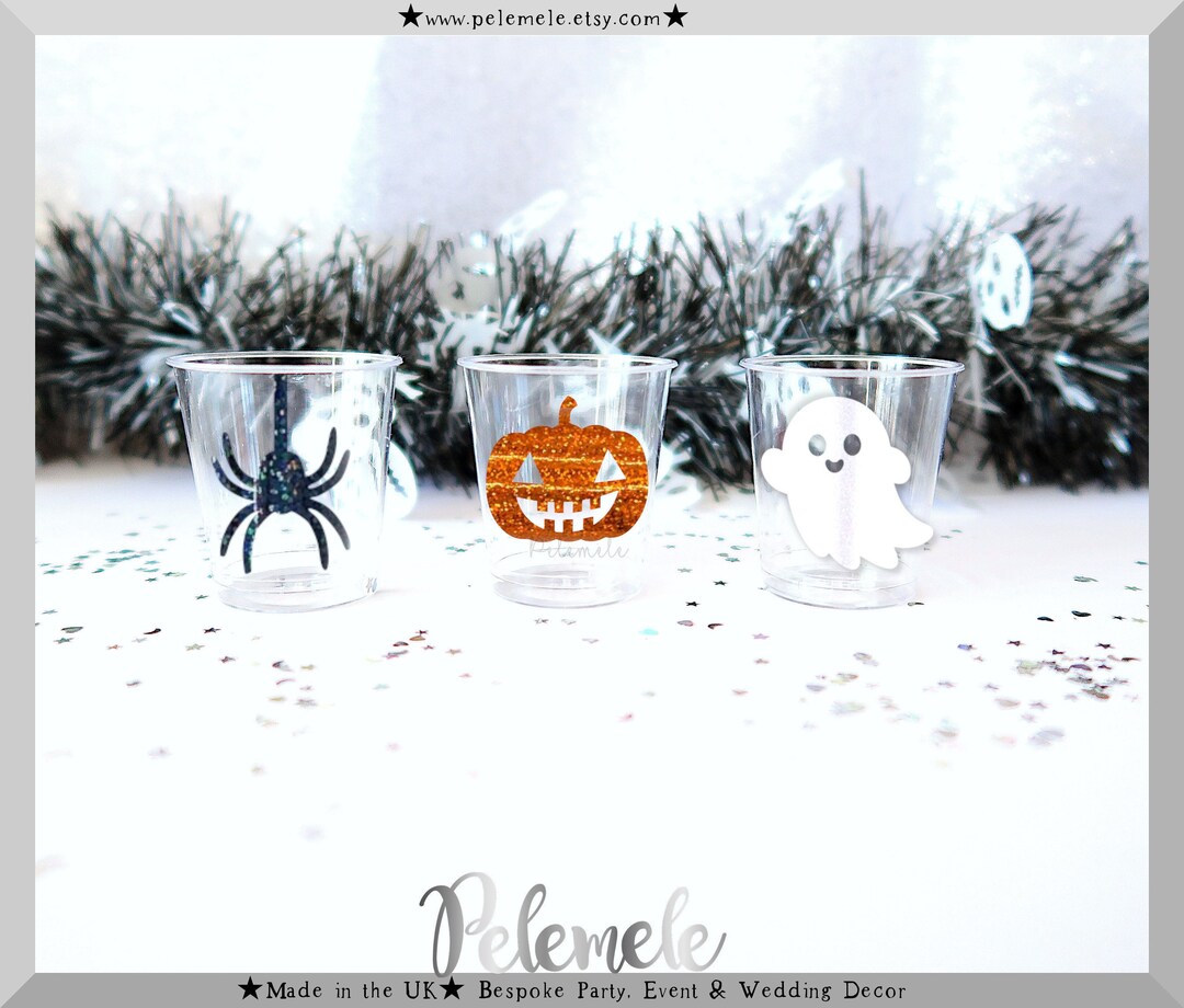 Plastic Glitter Halloween Shot Glasses - Spooky Shots, Bachelorette ...