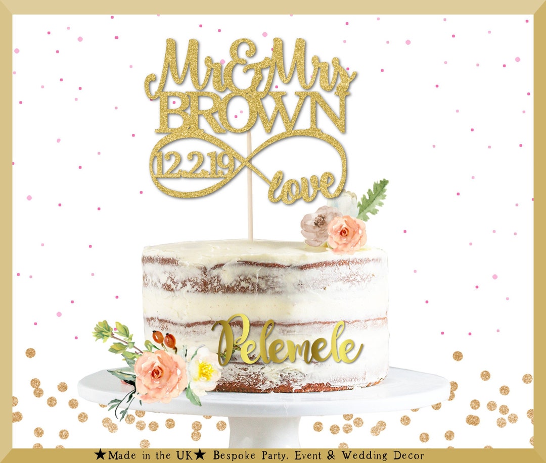 Custom Wedding Infinity Cake Topper - Glitter Wedding Cake Topper ...