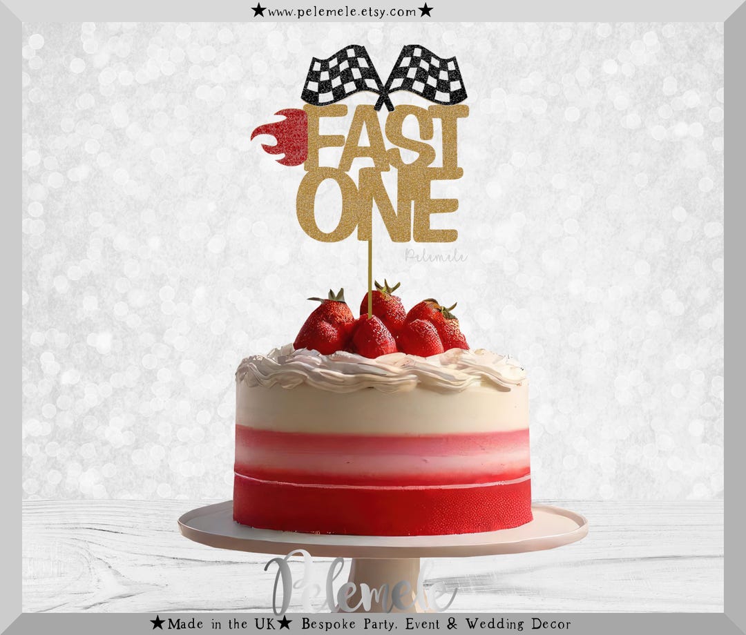 Glitter Fast ONE Cake Topper - Racing Birthday Cake Topper, Car ...