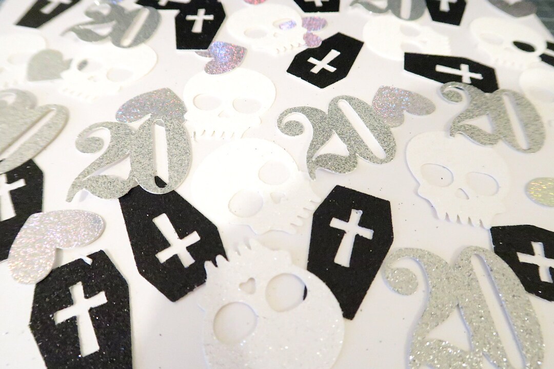 Gothic 20th Birthday Confetti - Glitter Coffin Confetti, Goth Birthday ...