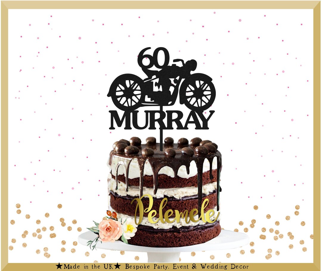 Glitter Motorbike Birthday Cake Topper - Motorcycle Cake Topper, Custom ...