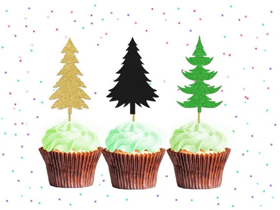 Pine Tree Cupcake Toppers wild birthday forest birthday | Etsy