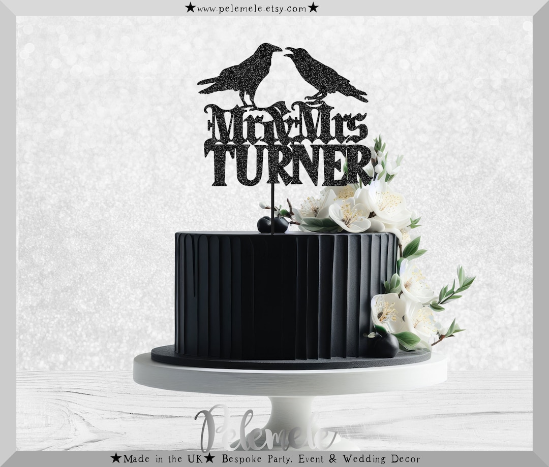 Gothic Raven Wedding Cake Topper - Wedding Silhouette Cake Topper ...