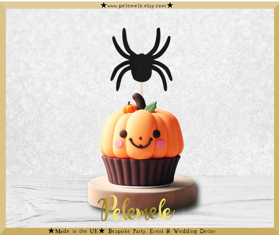 Glitter Spider Cupcake Toppers - Glitter Cupcake Topper, Halloween ...