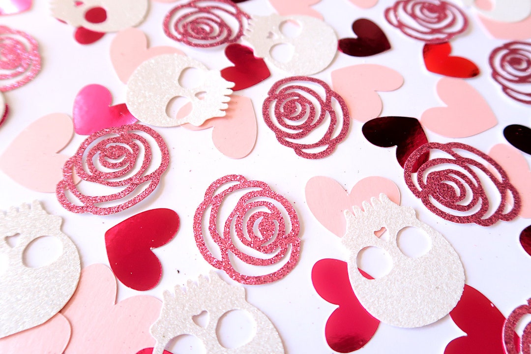 Gothic Skull Valentine's Confetti - Gothic Heart Confetti, Valentine's ...