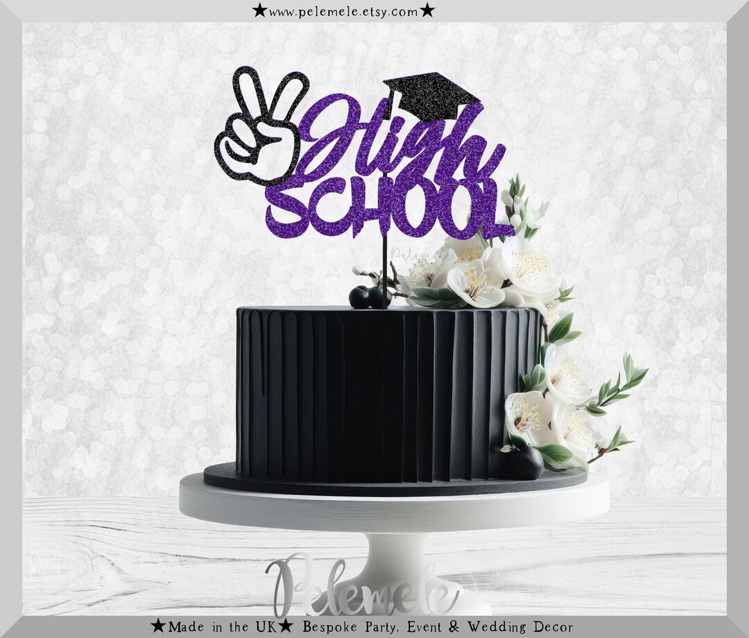 High School Graduation Cake Topper - Class of 2024, Glitter Cake Topper ...