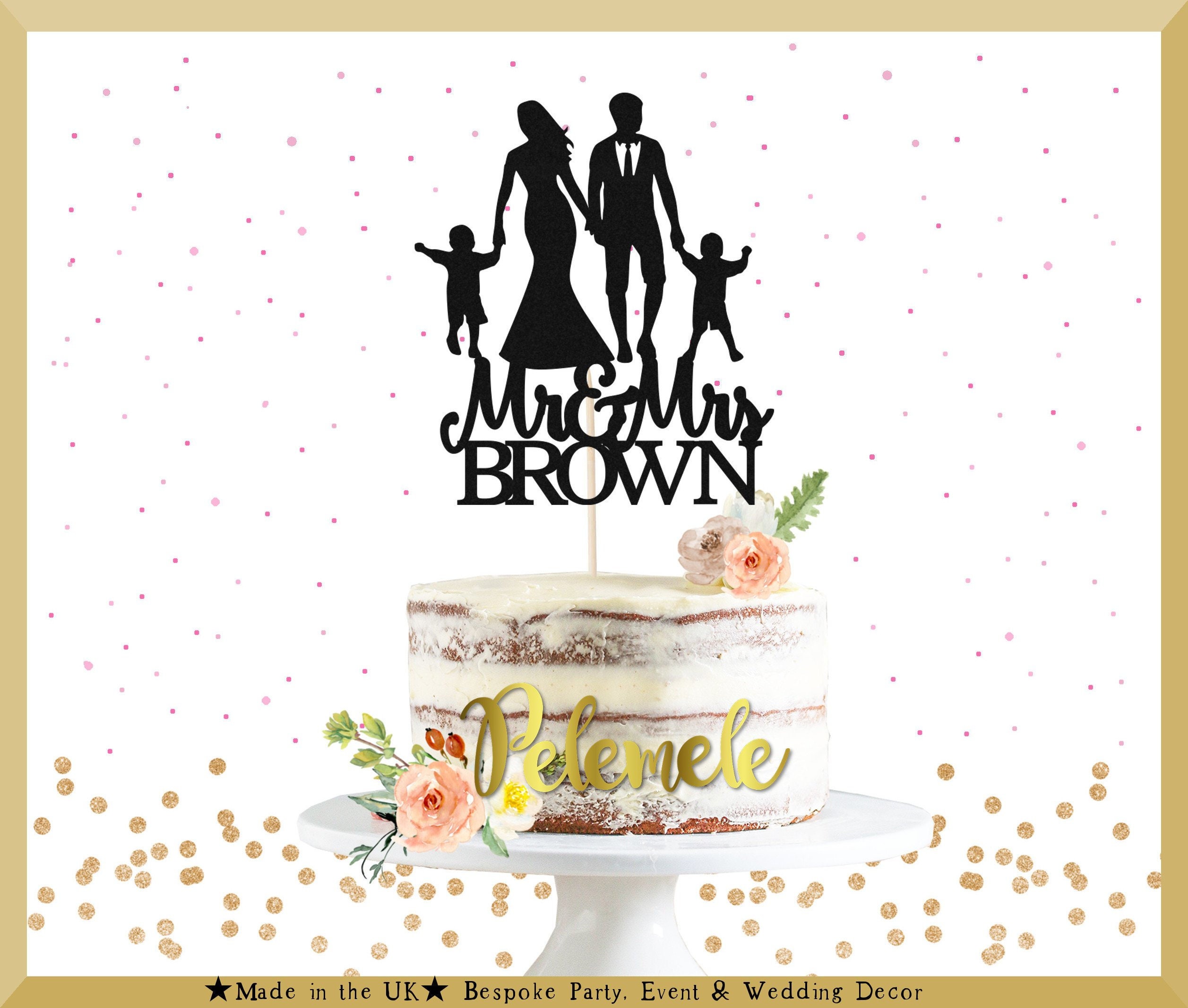 Family Wedding Cake Topper - Custom Family Wedding Cake Topper, Couple ...