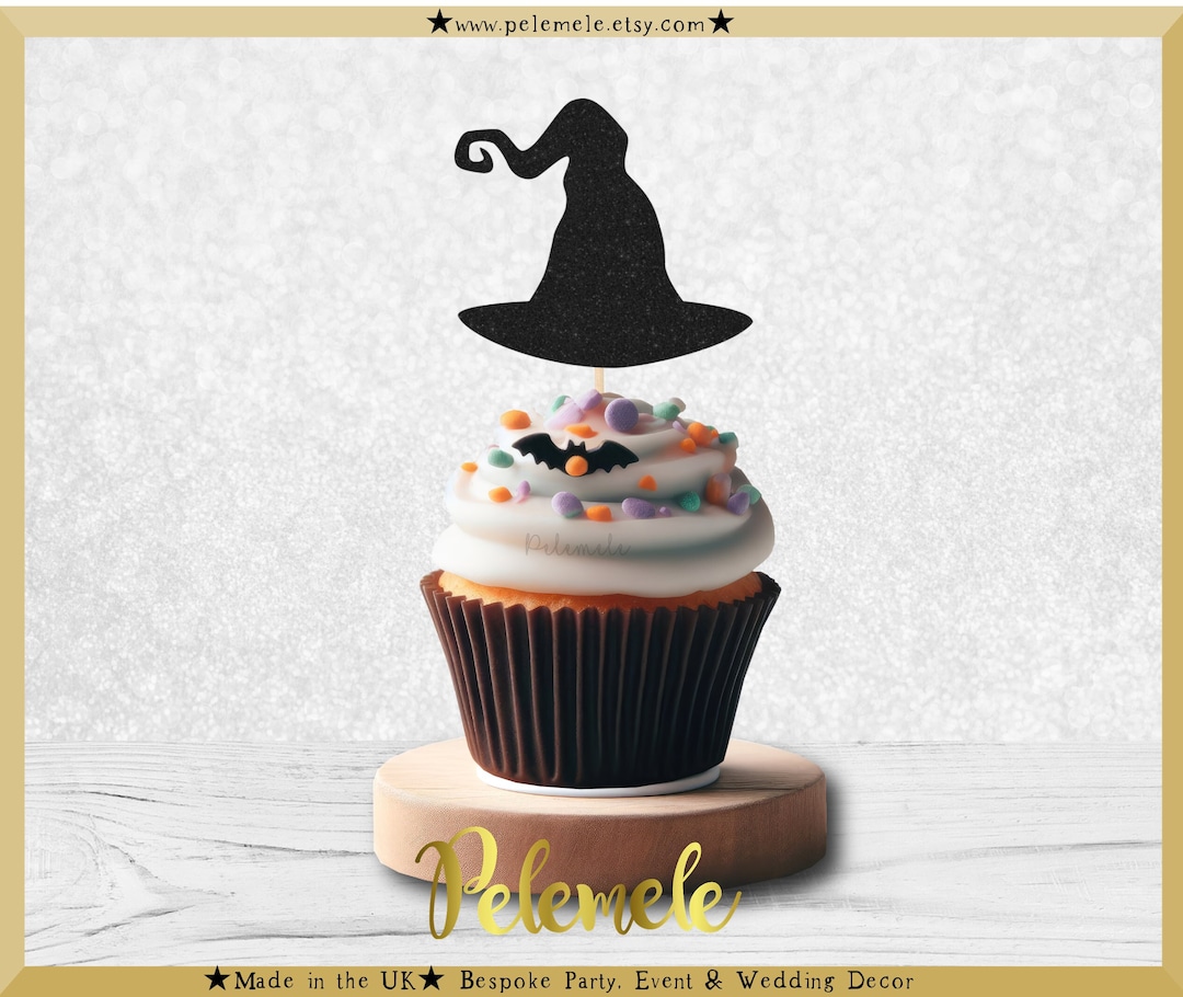 Glitter Witch Hat Cupcake Toppers - Halloween Cupcake Toppers ...