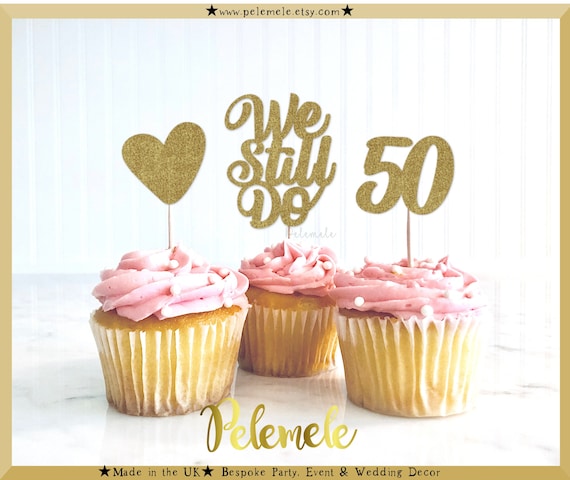 50th Anniversary Cupcake Toppers Anniversary Cupcake Picks - Etsy