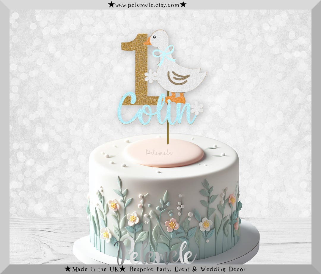 Custom Boy Goose Cake Topper - Glitter Goose Topper, Gosling Birthday ...