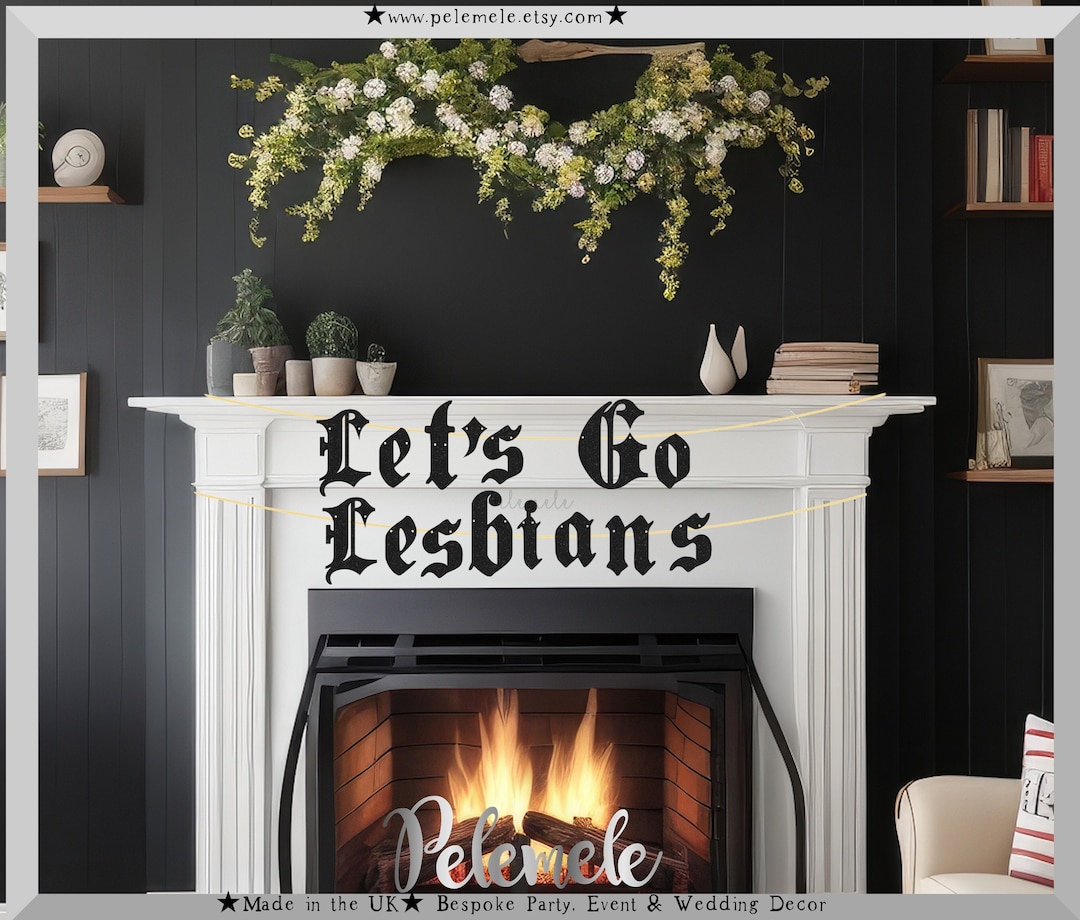 Glitter Gothic Let's Go Lesbians Banner - Gothic Hen Party Banner ...