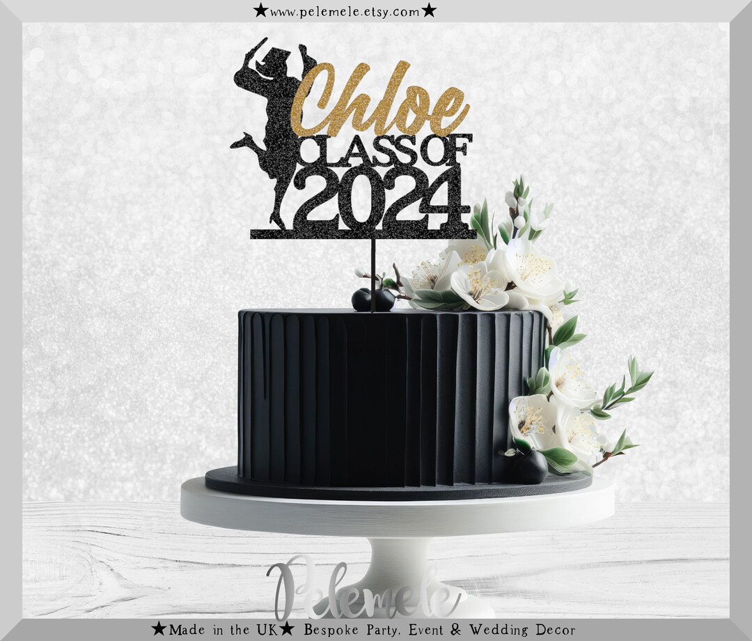 Custom Name Girl Graduation Cake Topper - Class of 2024, Congrats Decor ...