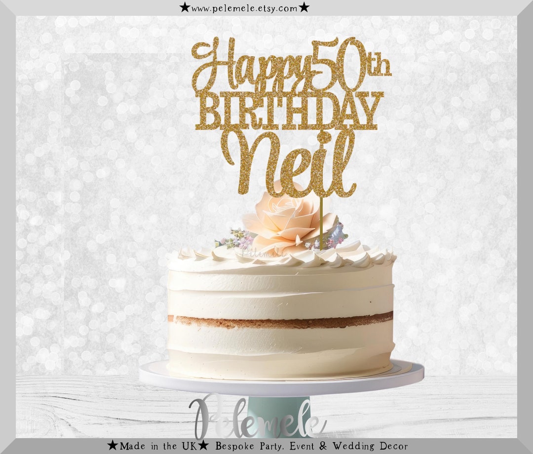 Glitter Custom 50th Cake Topper - Birthday Cake Topper, 50 Birthday ...