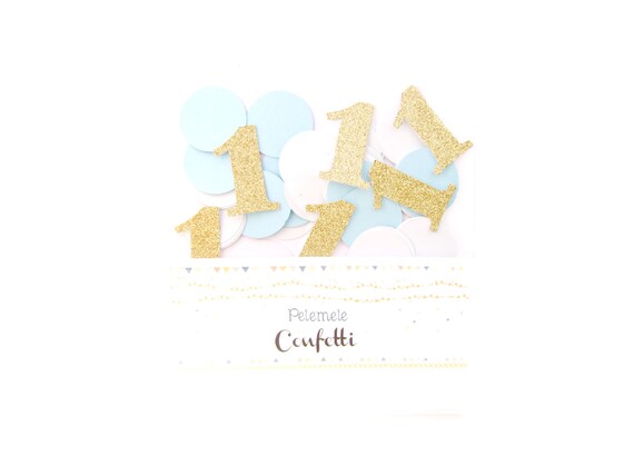 Blue & Gold Glitter Number 1 Confetti Party Confetti 1st