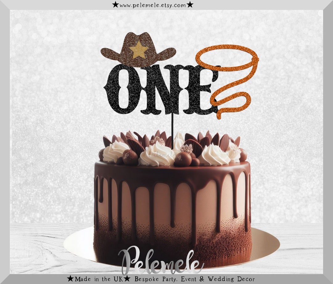 Glitter ONE Cowboy Cake Topper - Cowboy 1st Birthday, Cowboy One Topper ...