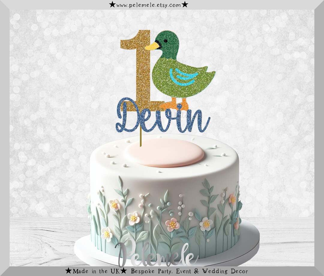 Custom Duck Cake Topper - Glitter Duck Topper, Duckling Birthday Decor ...