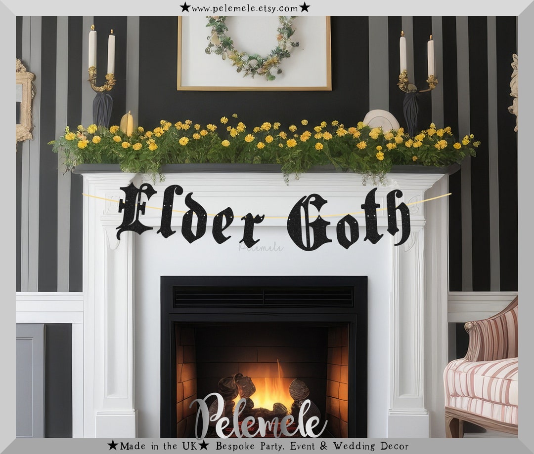 Glitter Elder Goth Banner - Gothic Birthday Banner, Goth Party Banner ...