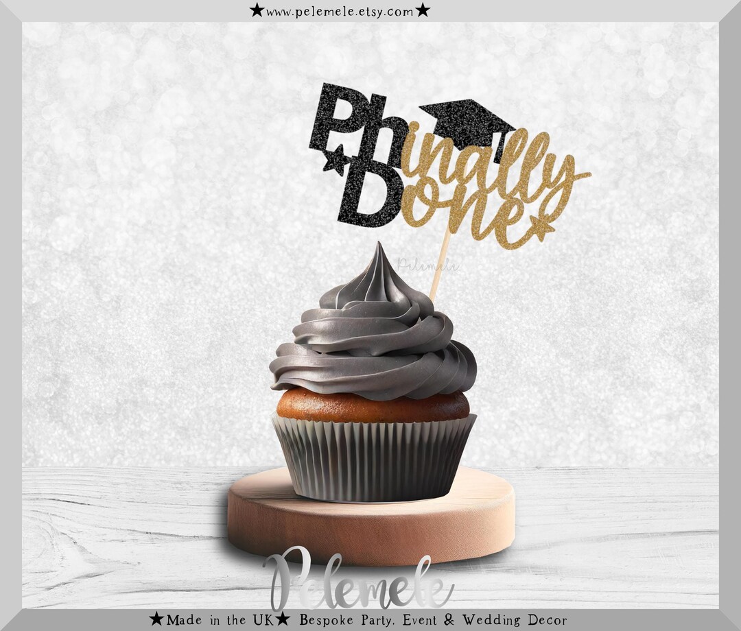 Glitter Phinally Done Cupcake Toppers - Grad Cupcake Toppers ...