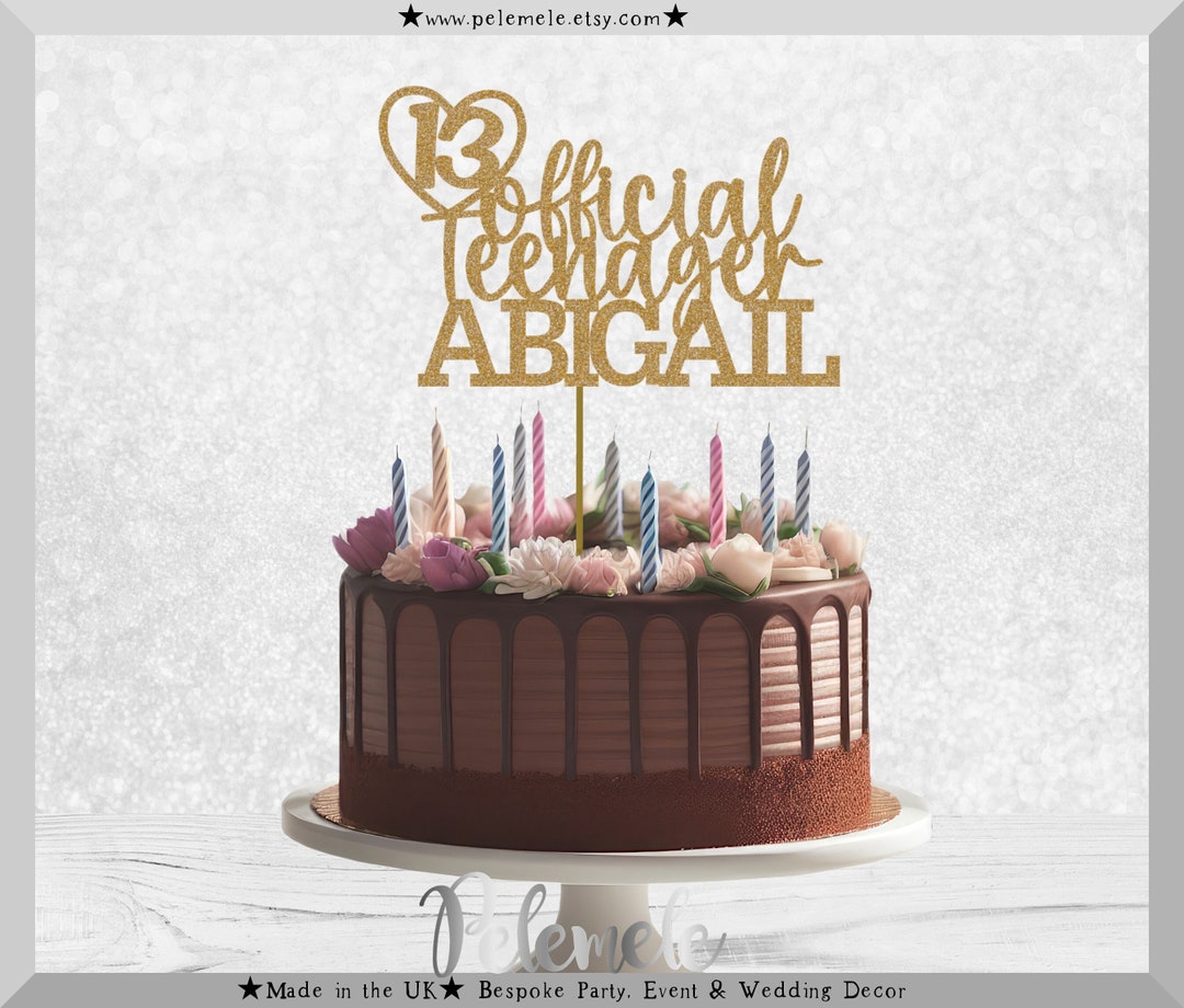 Custom Official Teenager Cake Topper - Officially 13, Glitter 13th ...