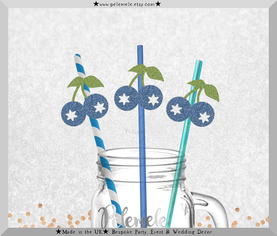 Glitter Blueberry Straws - Berry Sweet Birthday Theme, Berry Party ...