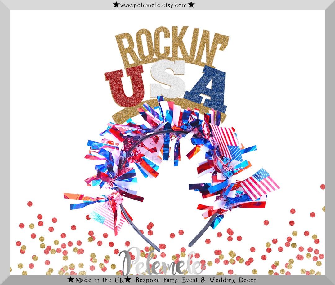 Glitter Rockin' USA Headband - 4th of July Headband, USA Party Headband ...
