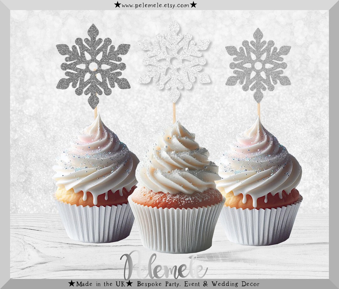 Sparkle Snowflake Cupcake Toppers - Glitter Christmas Toppers, Pastel ...