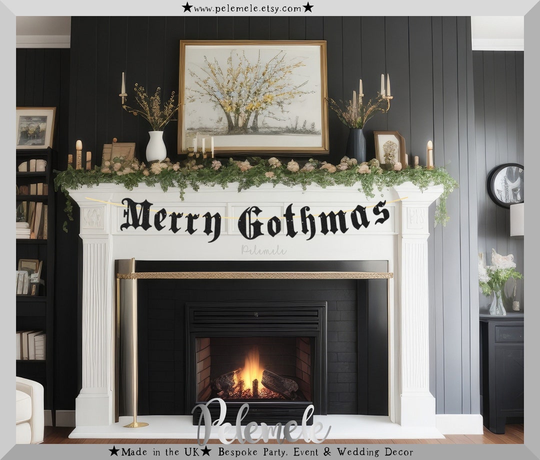 Glitter Merry Gothmas Banner Gothic Christmas Banner, Gothic Christmas ...