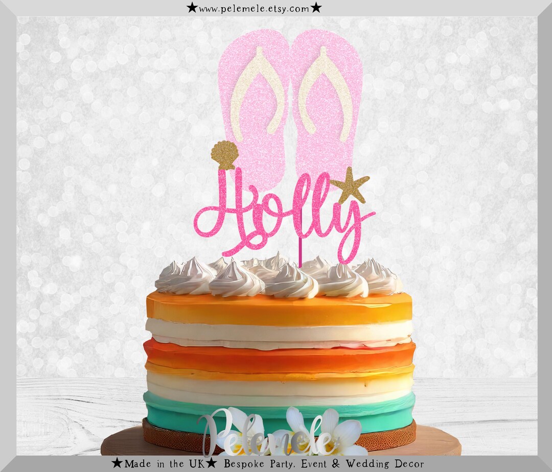 Glitter Custom Flip Flop Cake Topper - Beach Birthday Theme ...
