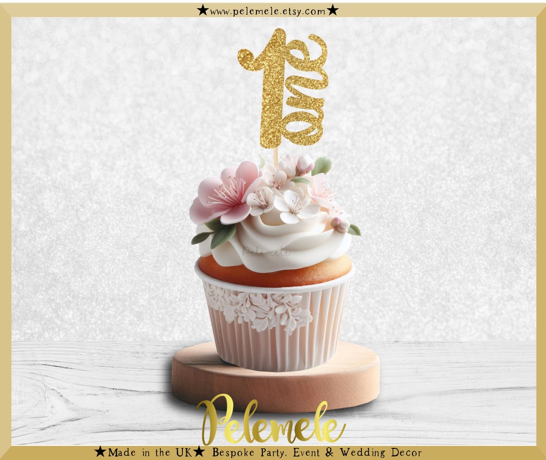 Glitter 1 Number Cupcake Toppers - 1st Birthday, Sparkle Cupcake Topper ...